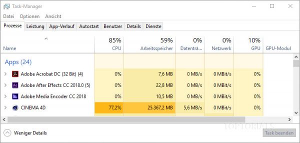 Windows 10: Task-Manager öffnen, Prozesse & CPU anzeigen