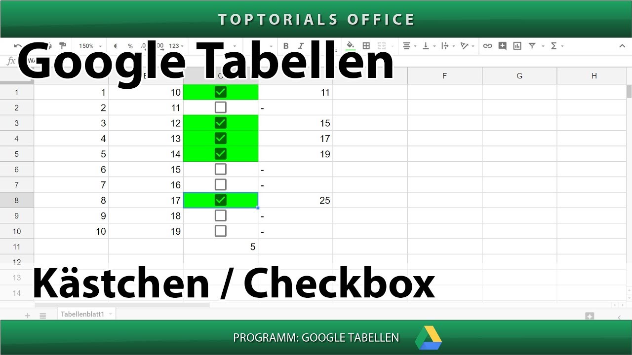 Einfügen oder löschen von einzelnen Zellen bei Google Tabellen