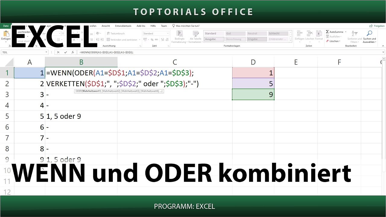 WENN und ODER kombiniert mit Excel - TOPTORIALS