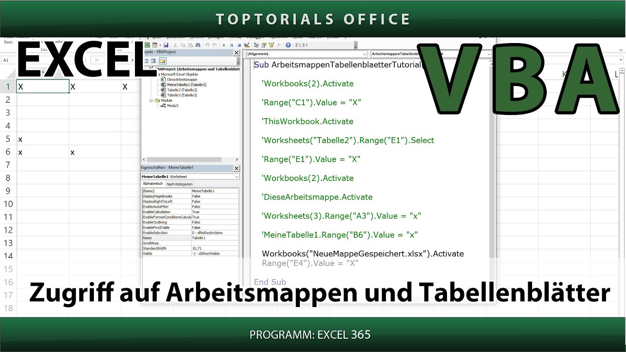 Zugriff auf Arbeitsmappen und Tabellen in Excel VBA - TOPTORIALS